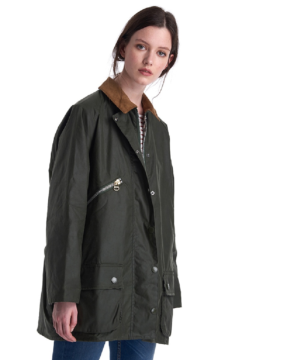 Parka de mujer encerada con cuello de pana · Moda · El Corte Inglés