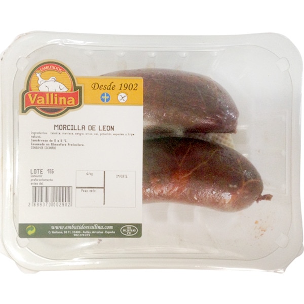 Morcilla fresca de León peso aproximado bandeja 400 g · VALLINA ...