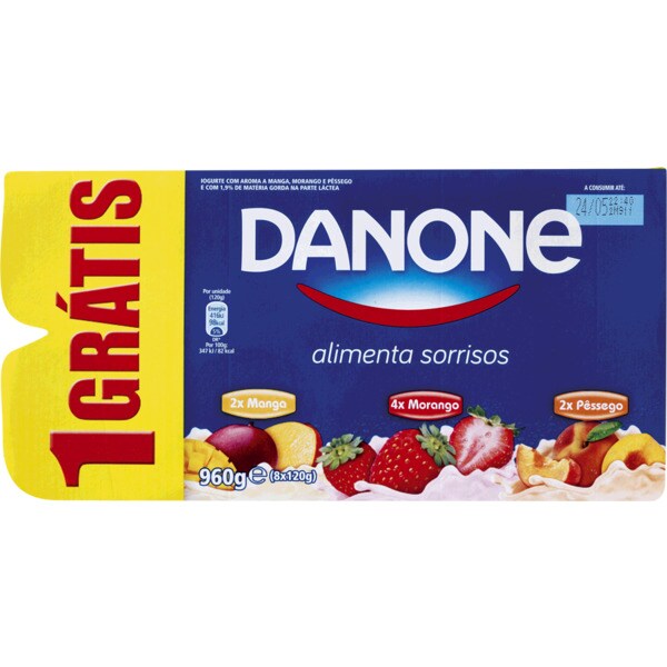 Comprar Iogurte Aroma a Morango, Pêssego e Manga Pack 8 embalagem 125 g ...