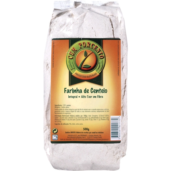 Farinha de Centeio Integral embalagem 500 g · Cem Porcento ...
