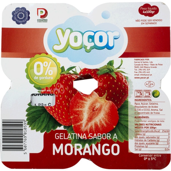 Gelatina de Morango Pack 4 embalagem 100 g · Yoçor · Supermercado El ...