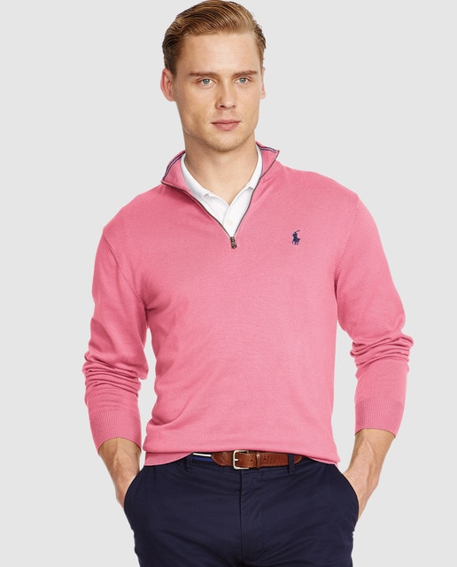 Jersey de hombre Polo Ralph Lauren rosa con cremallera · Polo Ralph ...