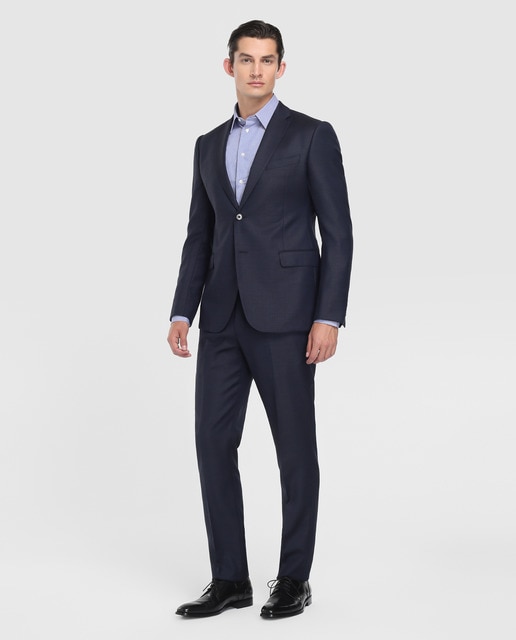 Fato de homem Emporio Armani regular de falso liso azul · Moda e ...