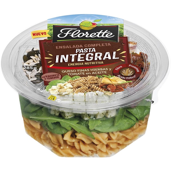 Ensalada Completa de pasta integral con queso a las finas hierbas y ...