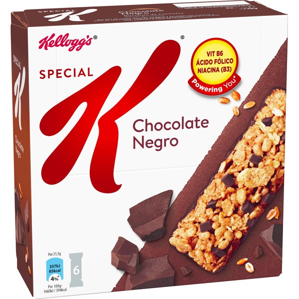 barritas de cereales integrales con chocolate negro 6 unidades estuche 129 g · KELLOGG'S SPECIAL ...