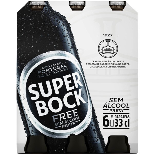 Cerveja sem Álcool Preta Pack 6 garrafa 33 cl · Super Bock ...