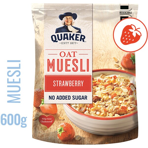 Muesli Tradicional Morango - QUAKER - Nutripédia