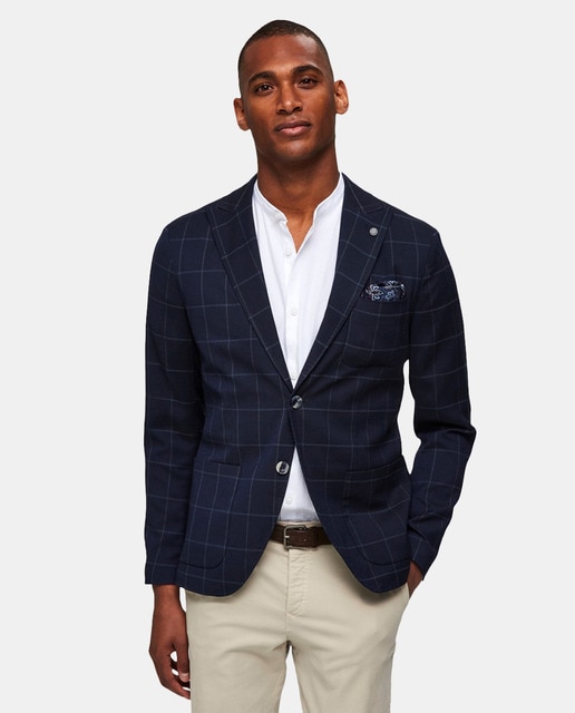 Americana de hombre slim azul marino de cuadros · Selected · Moda · El ...