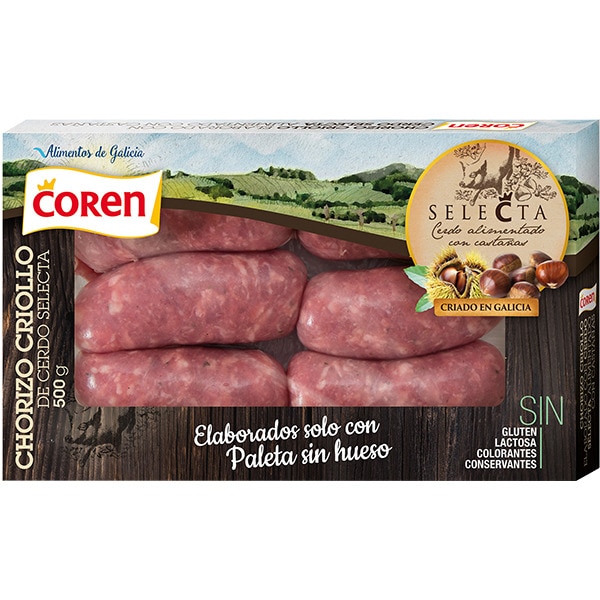 chorizo criollo de cerdo bandeja 500 g · COREN SELECTA · Supermercado ...