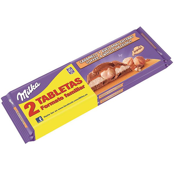 chocolate con leche, caramelo y avellanas enteras formato familiar pack ...