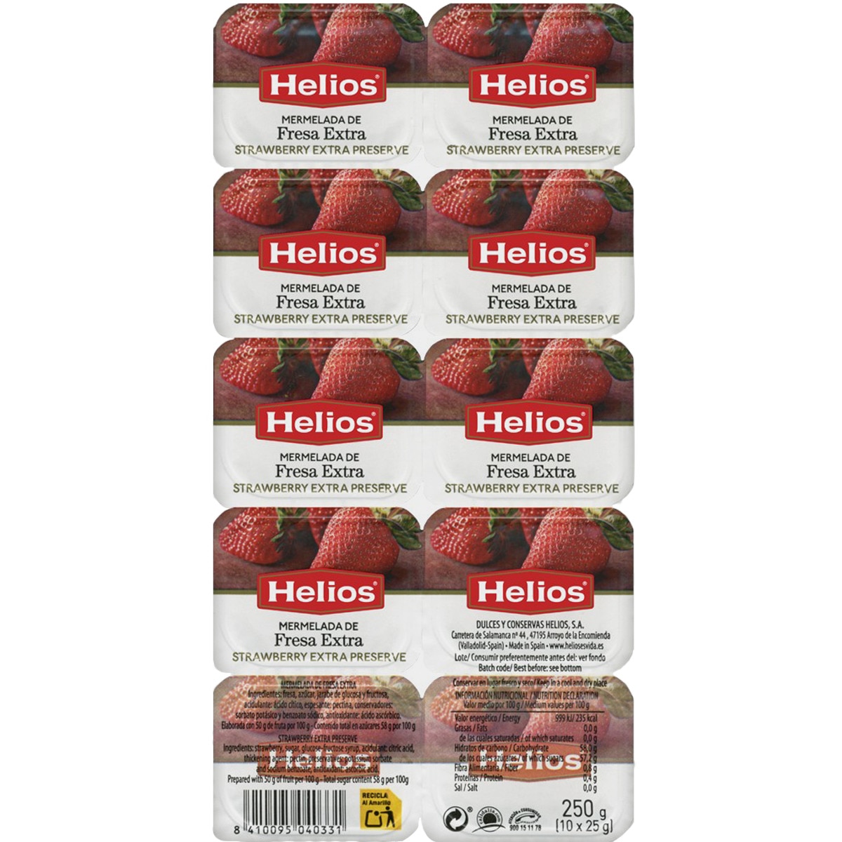 Comprar Confitura de fresa pack 10 unidades 25 g · HELIOS · Supermercado Supermercado Hipercor