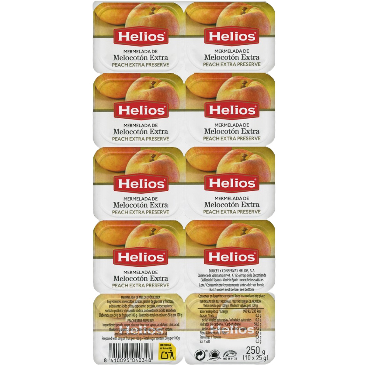 Buy Peach jam 10-pack container 25 g · HELIOS · Supermercado El Corte ...