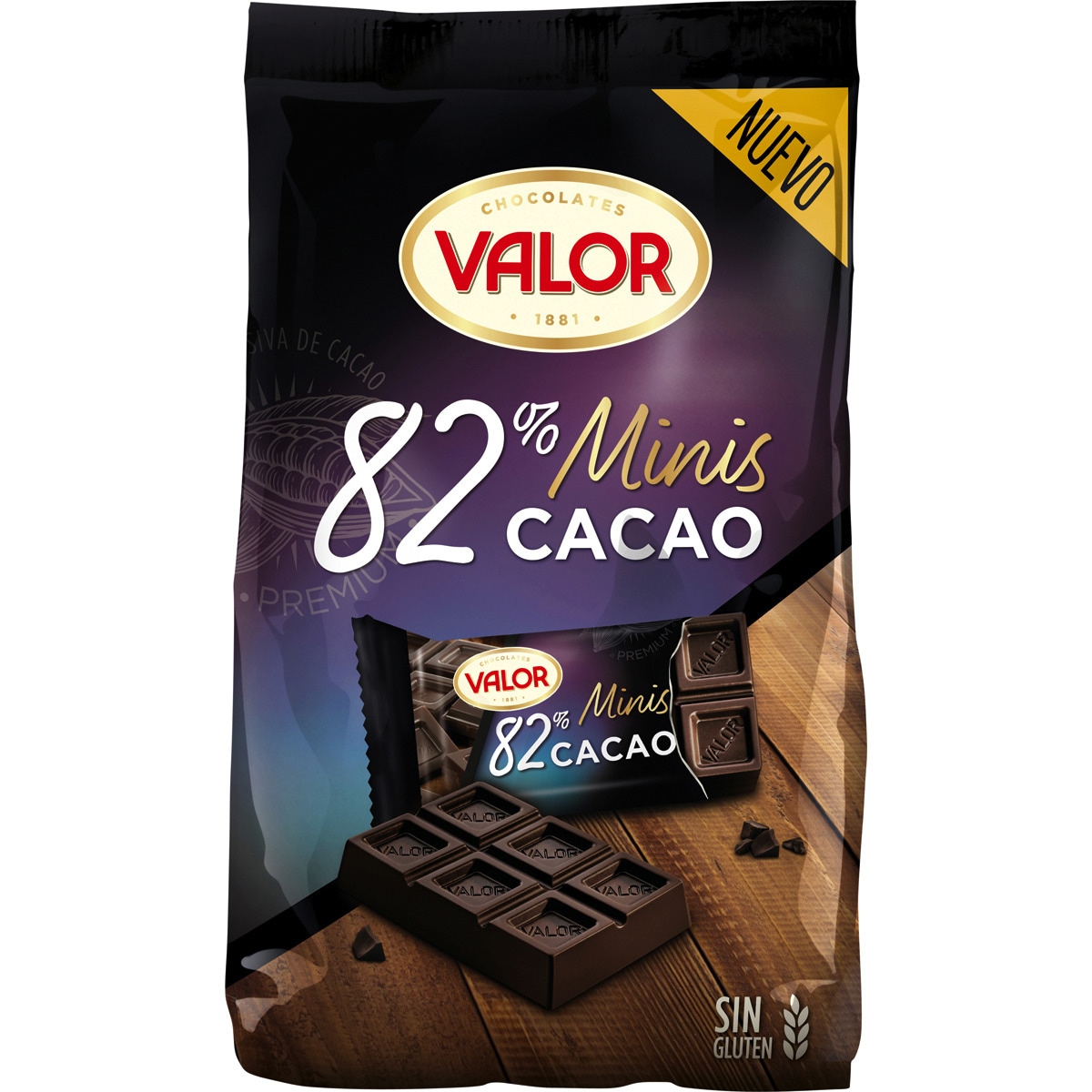 Comprar Mini tabletas de chocolate negro 82% cacao y sin gluten bolsa ...