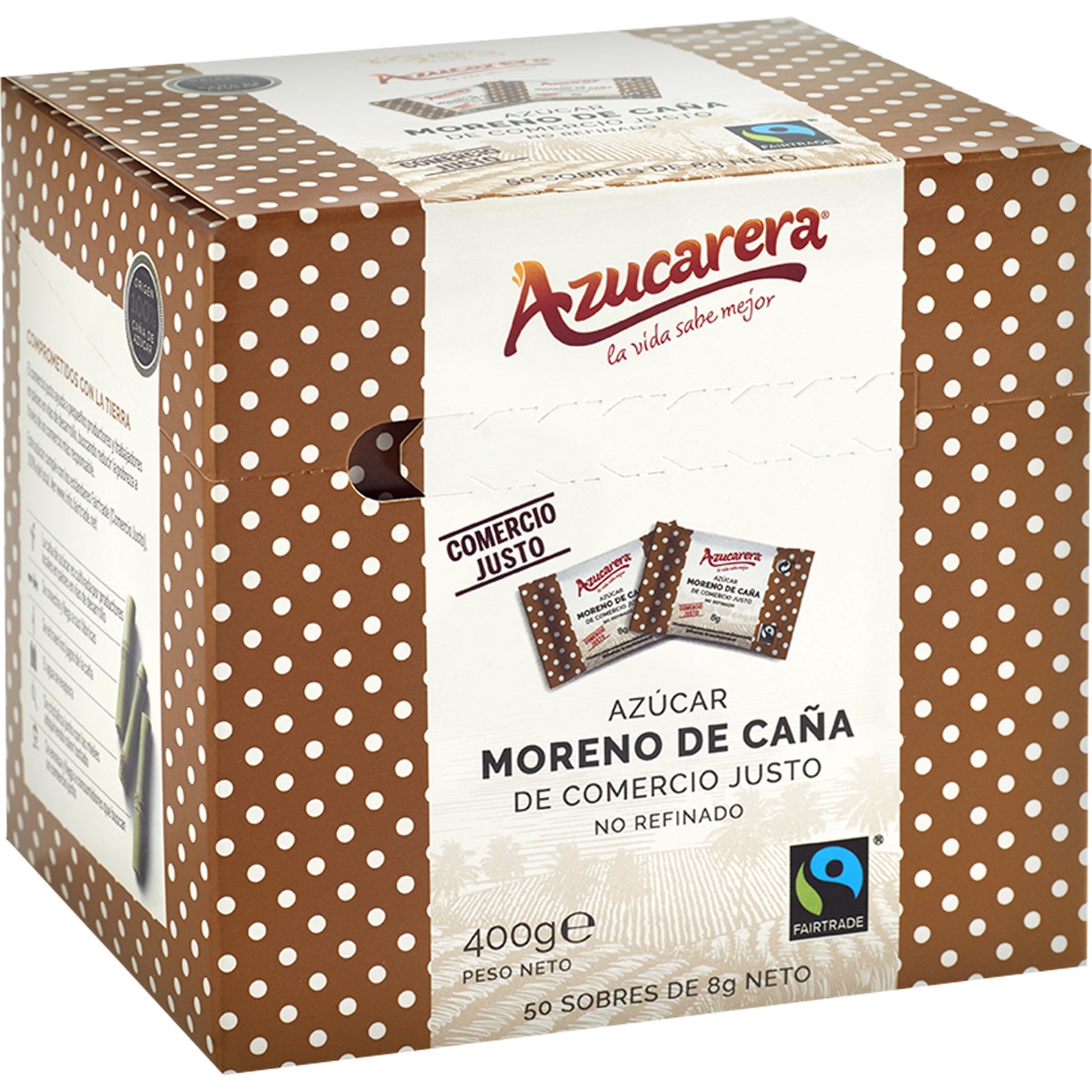 Azúcar moreno de caña integral en sobres caja 400 g (50 sobres de 8 g ...