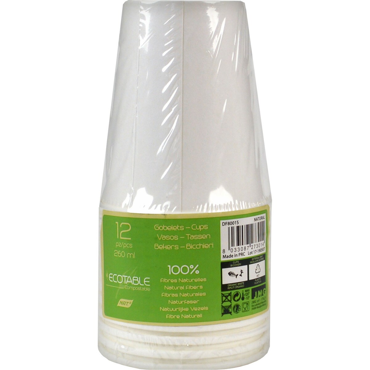 Vasos compostables blancos 26 cl paquete 12 unidades · ECOTABLE ...