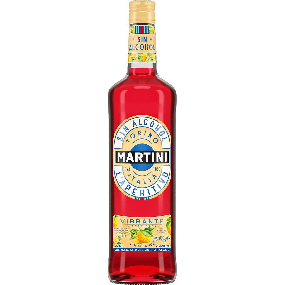 Vermut aperitivo rojo Sin Alcohol Torino Italia botella 75 cl · MARTINI ...