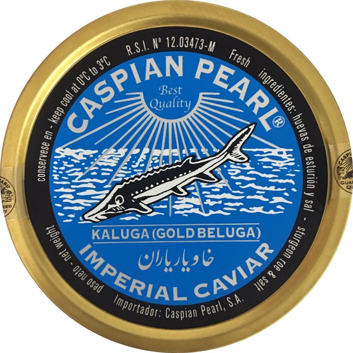 Kaluga imperial gold beluga caviar tin 50 g · CASPIAN PEARL ...