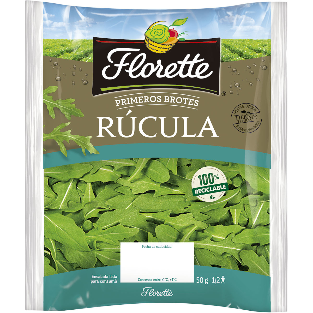 Rúcula primeros brotes ensalada individual bolsa 50 g · FLORETTE ...