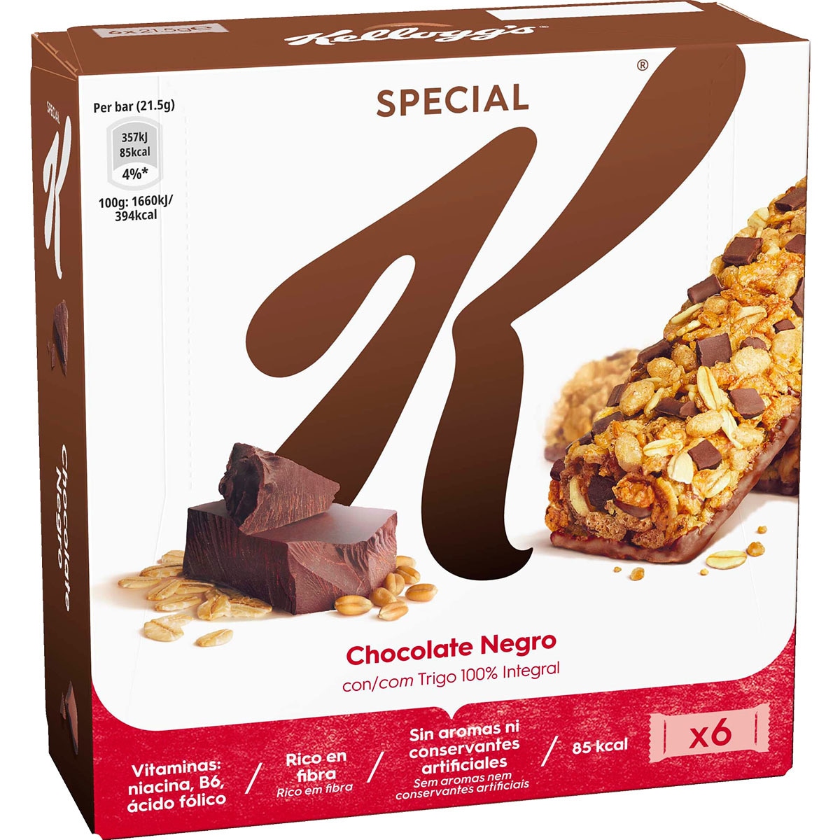 Comprar barritas de cereales integrales con chocolate negro 6 unidades ...