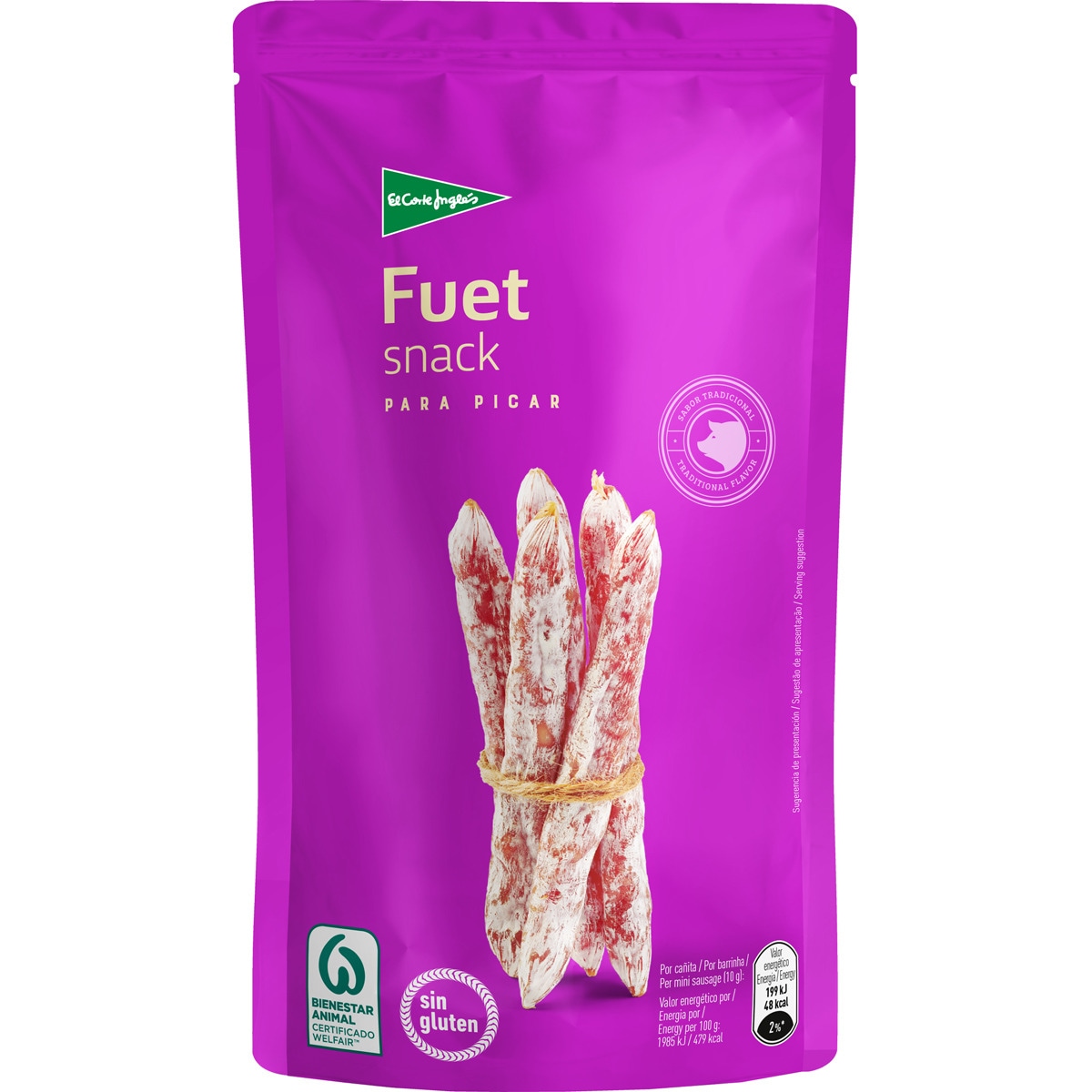 Comprar Snack de fuet para picar sin gluten bolsa 50 g · EL CORTE ...