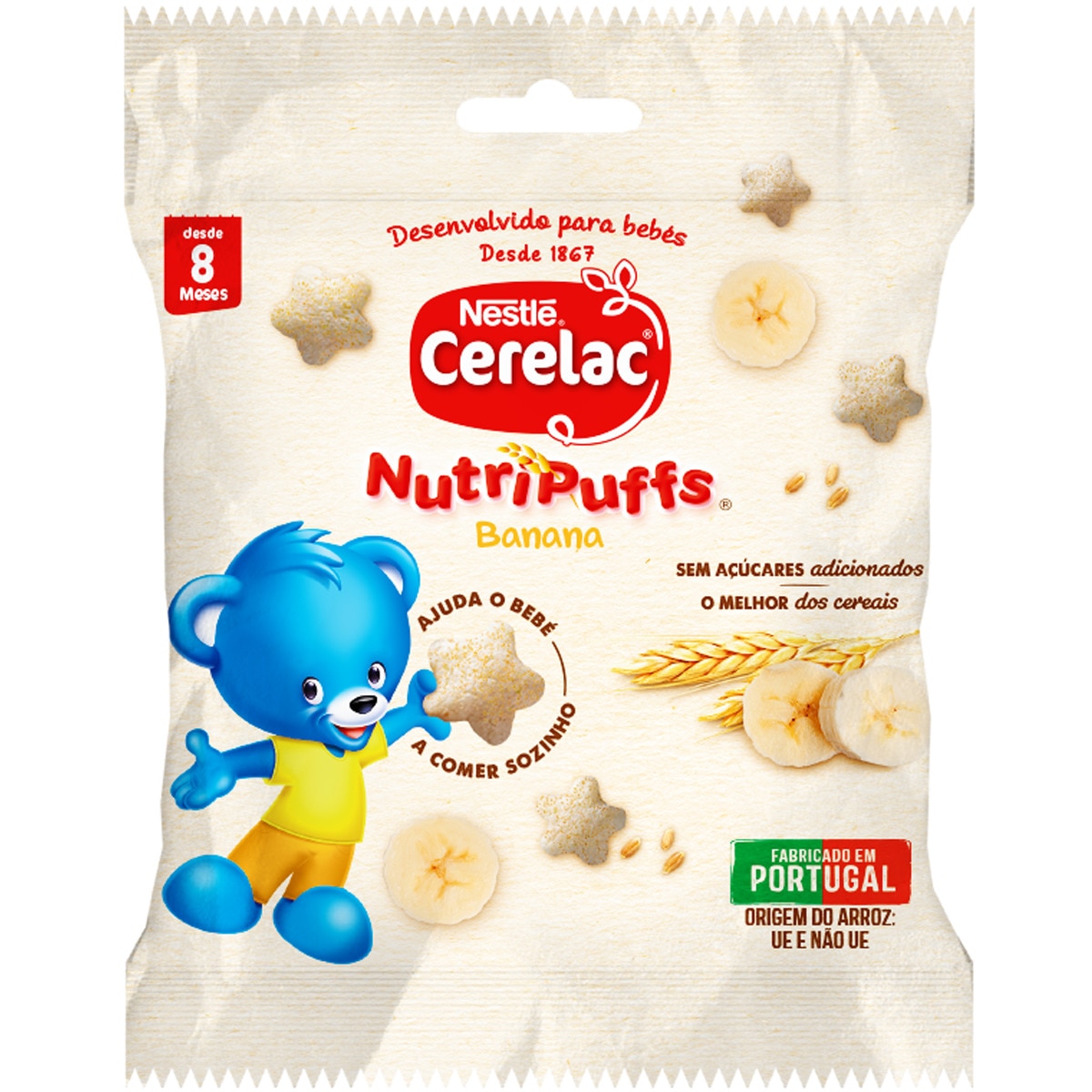 Nutripuffs de Banana Desde os 8 Meses sem Açúcar embalagem 7 g · Nestlé ...