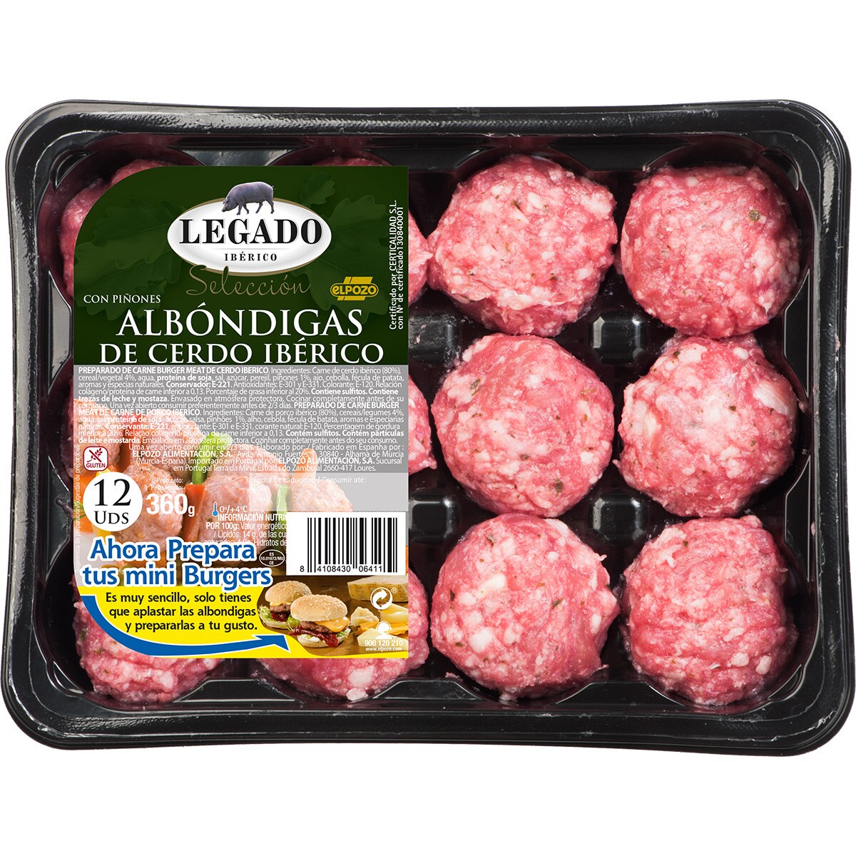 Albóndigas de cerdo ibérico con piñones bandeja 360 g · LEGADO IBERICO ...