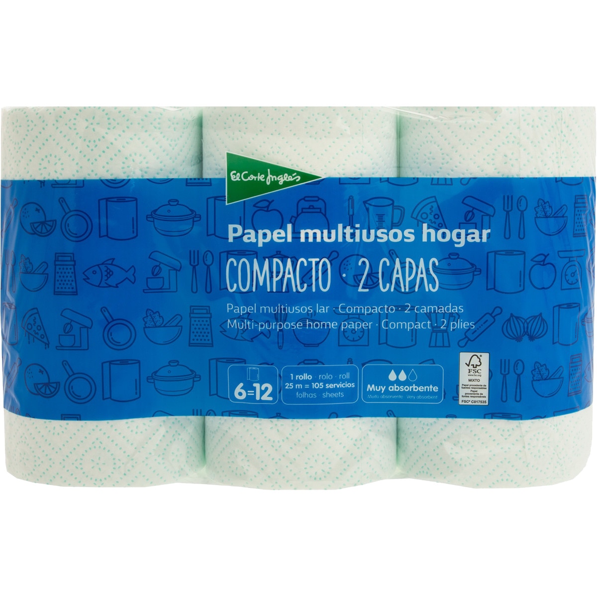 Rolo de Cozinha Compacto 2 Camadas embalagem 6 unidades · El Corte ...