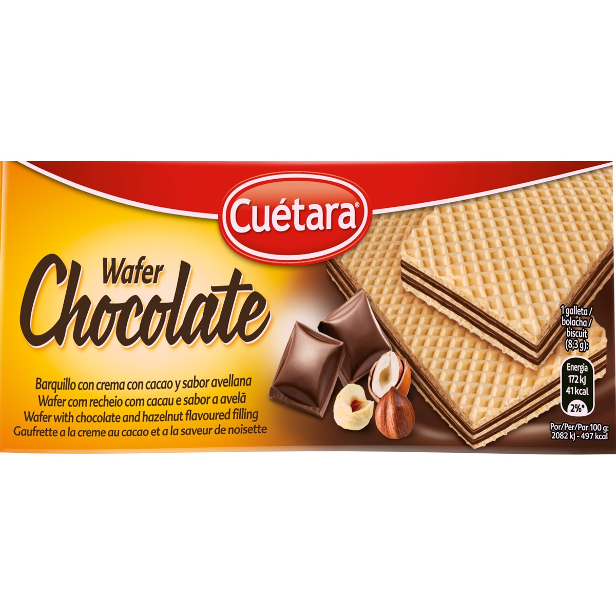 Bolachas Wafer Recheadas com Cacau embalagem 150 g · Cuétara Demecao ...