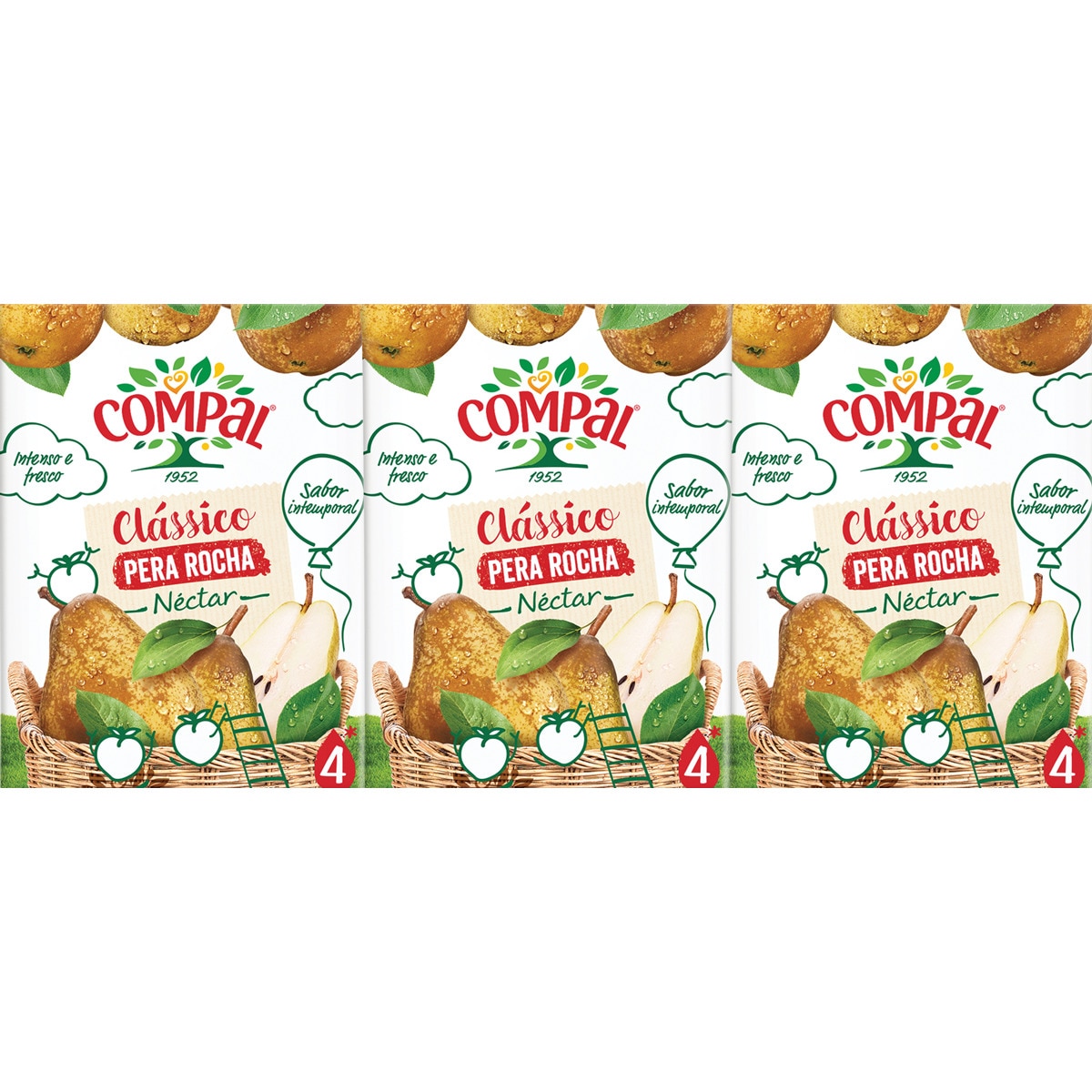 Néctar Pera Rocha Clássico Pack 3 embalagem 200 ml cl · Compal ...