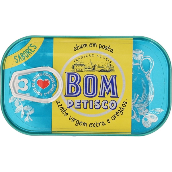 Atum em Posta em azeite Virgem Extra e Oregãos lata 120 g · Bom Petisco ...