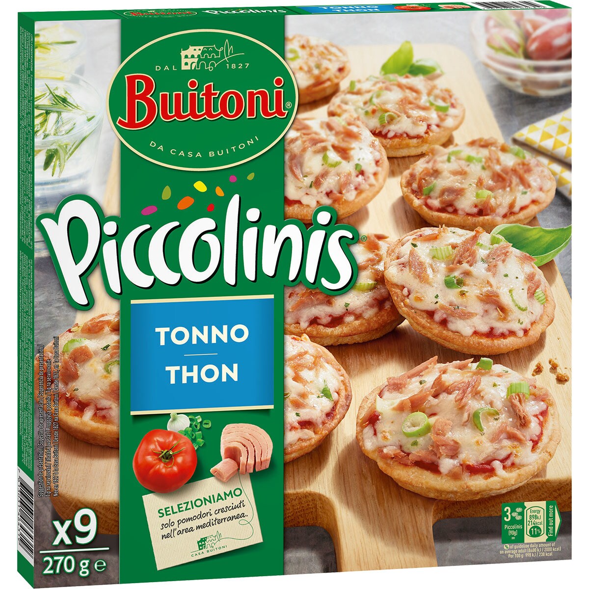 Mini pizzas de atún 9 unidades estuche 270 g · BUITONI PICCOLINIS ...
