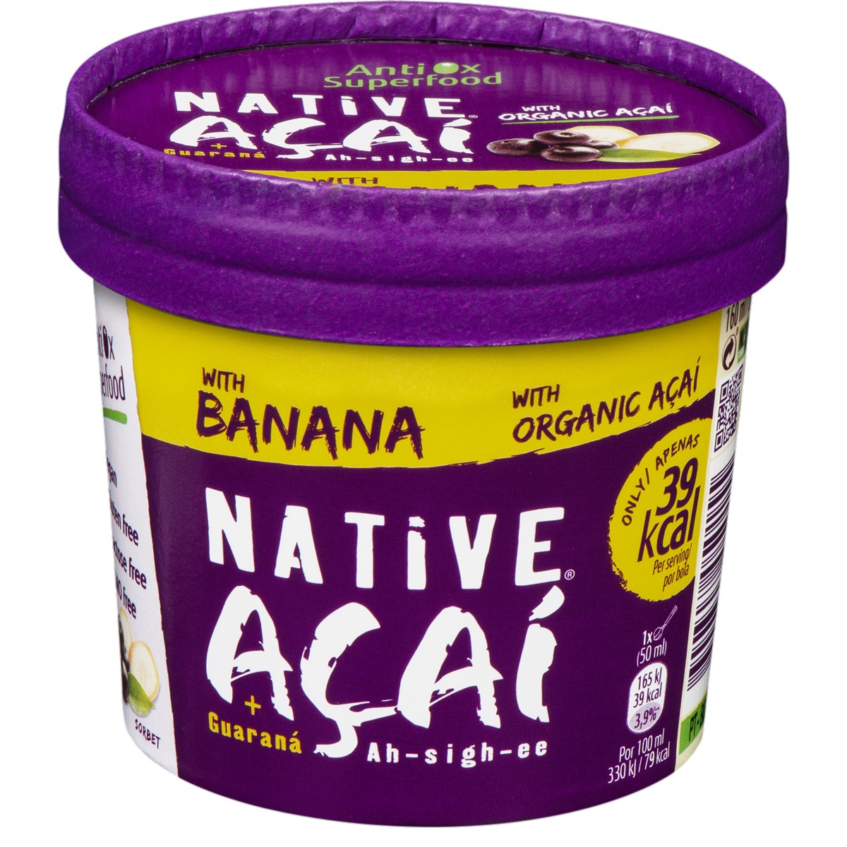 Gelado de Açaí com Banana e Guaraná embalagem 160 ml · Açaí Native ...