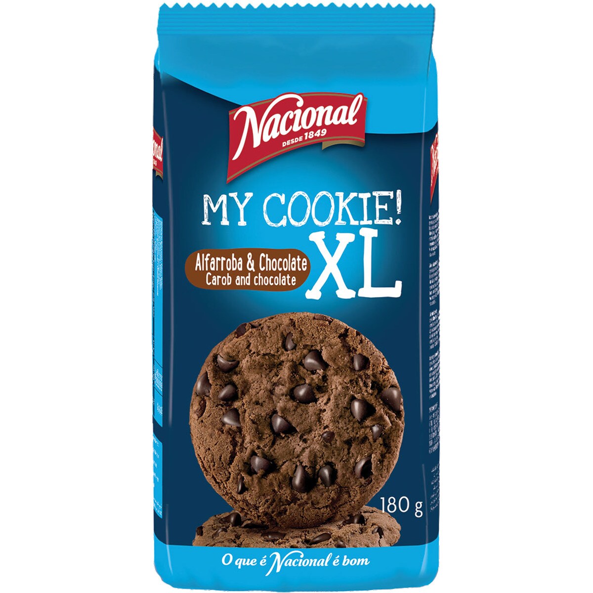 Cookies XL com Pepitas de Chocolate e Alfarroba embalagem 180 g ...