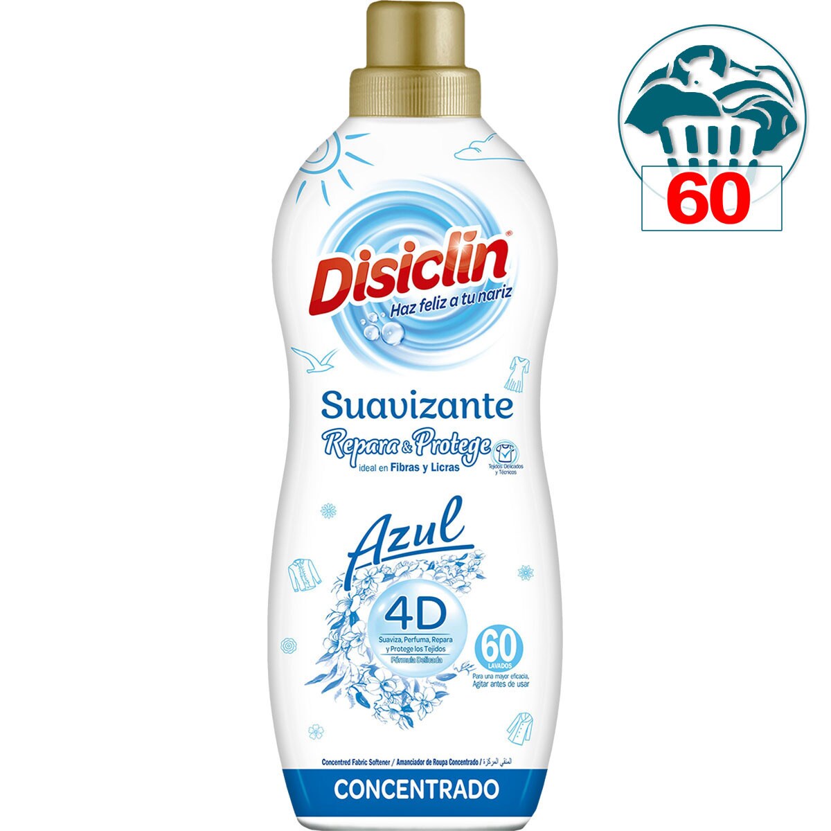 Suavizante concentrado Repara&Protege Azul botella 60 dosis · DISICLIN ...