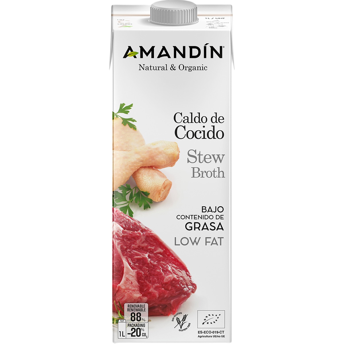 Caldo de cocido ecológico y sin gluten envase 1 l · AMANDIN ...