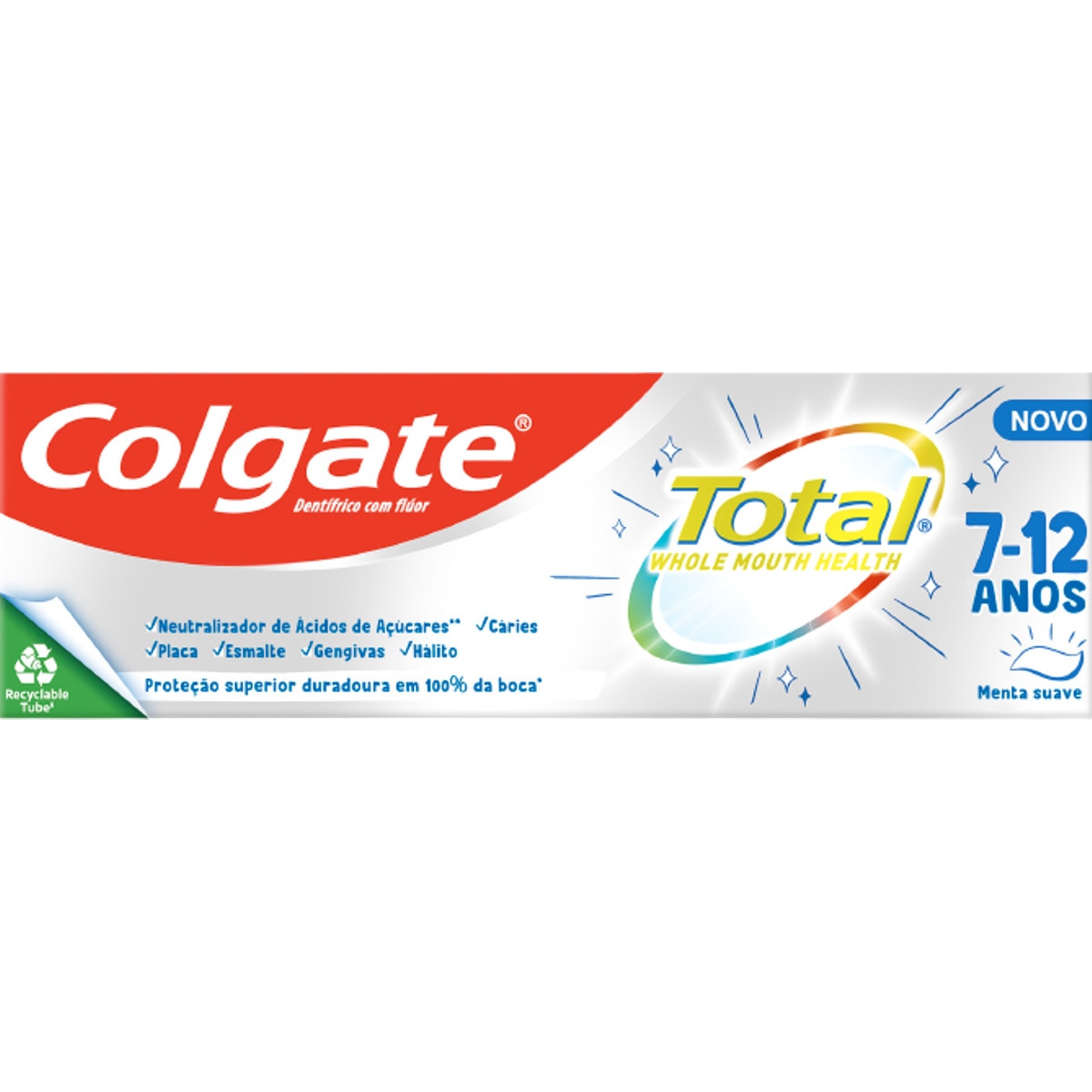 Pasta de Dentes Total 7-12 Anos Menta Suave embalagem 50 ml · Colgate ...