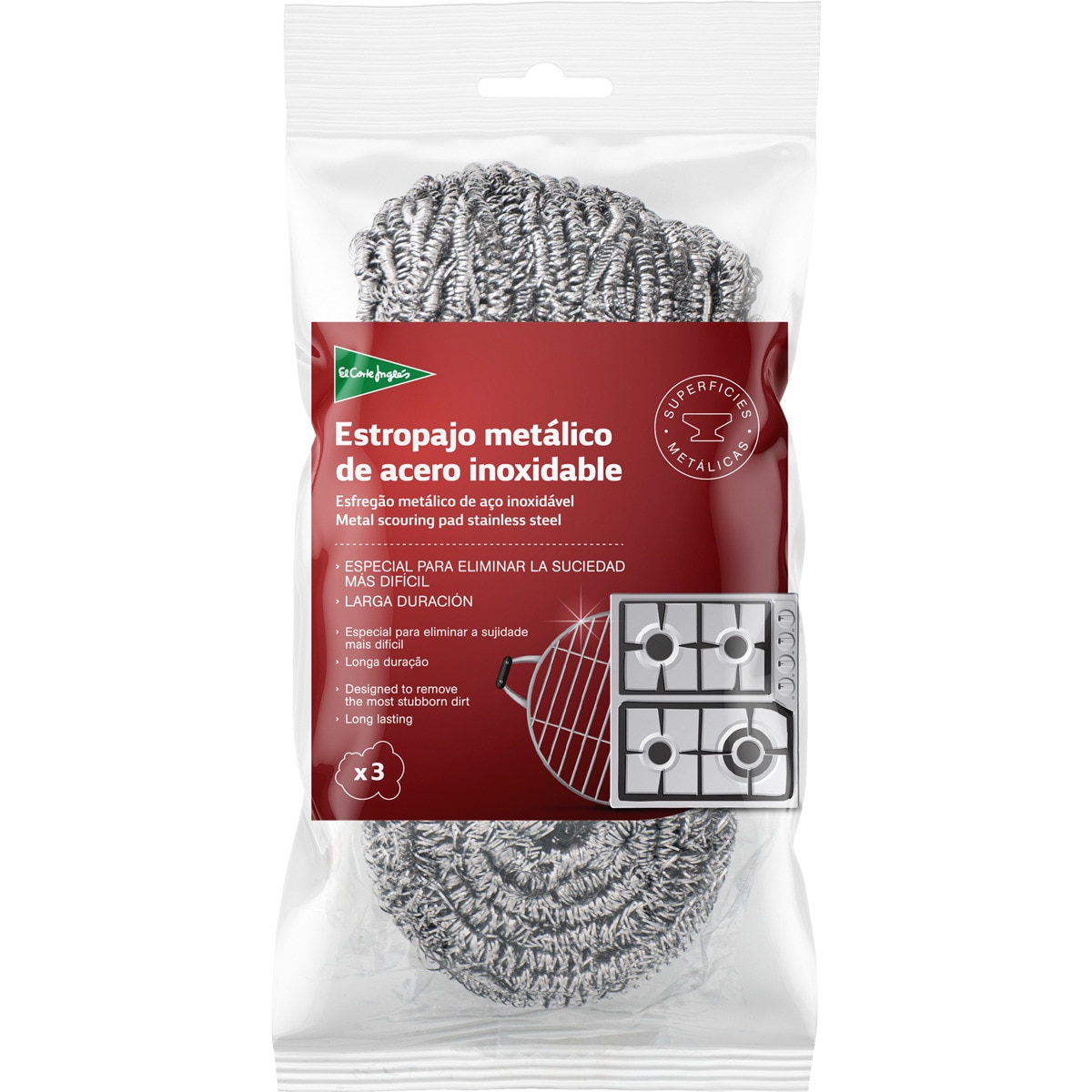 Comprar Estropajo metálico de acero inoxidable envase 3 unidades · EL ...