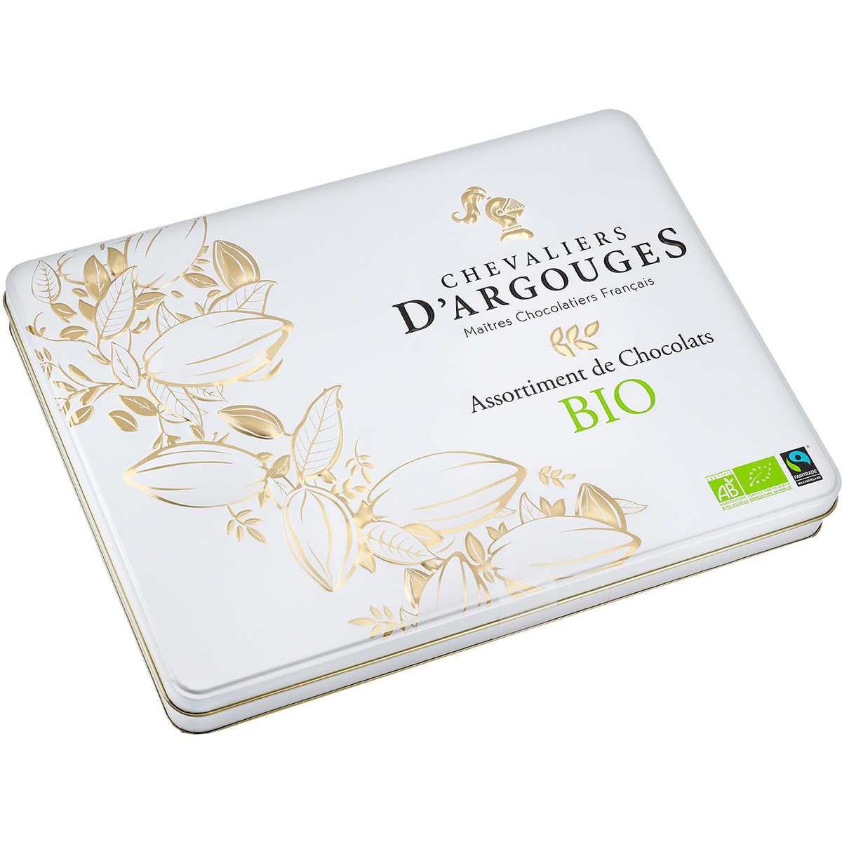 Bio selection of dark and milk chocolate bonbons tin 300 g · CHEVALIERS D'ARGOUGES ...