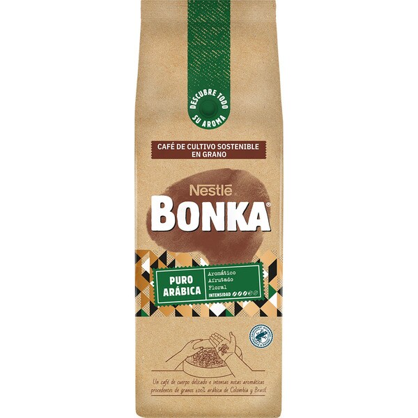 BONKA café puro arábica en grano de cultivo sostenible paquete 500 g