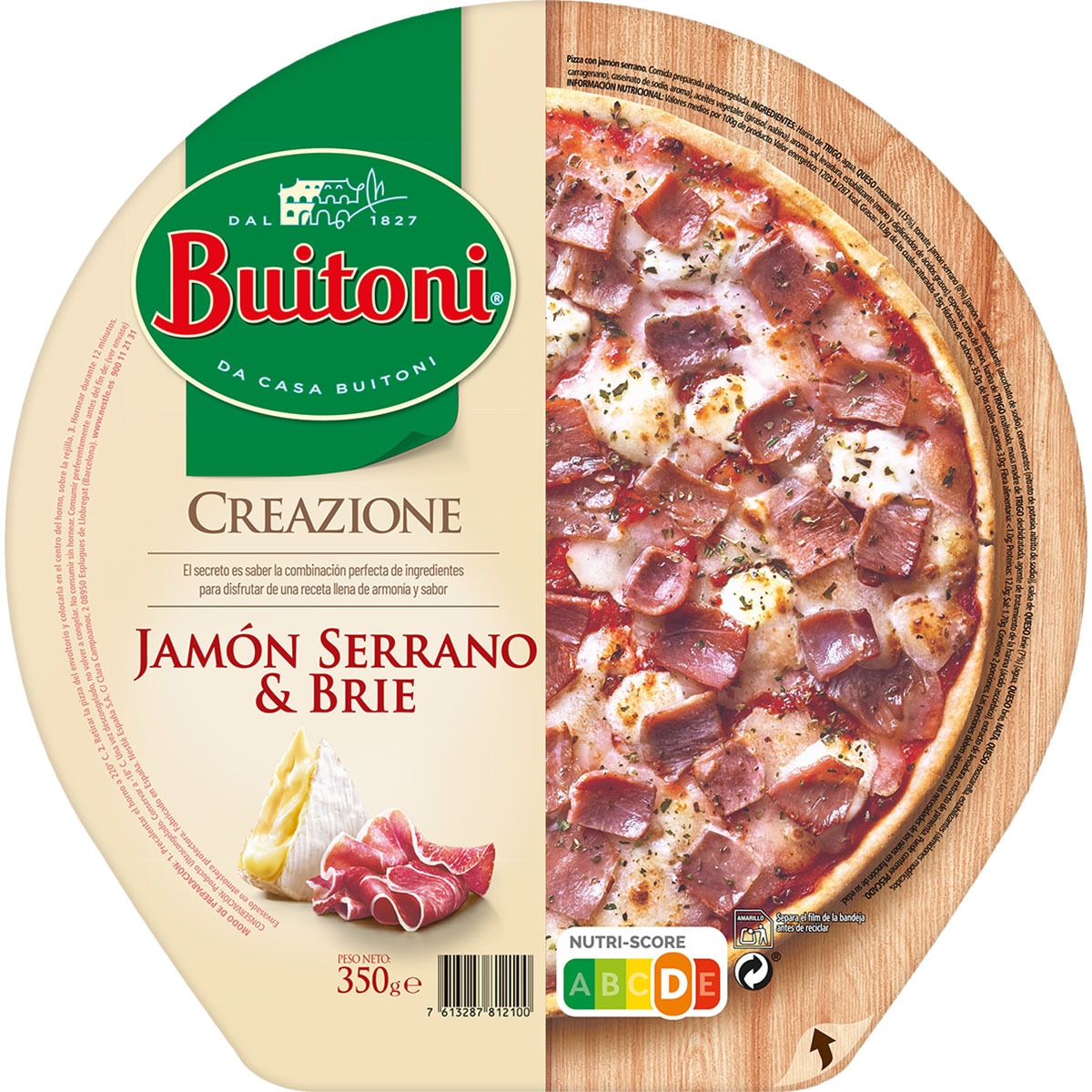 Pizza with serrano ham and brie case 350 g · BUITONI CREAZIONE ...