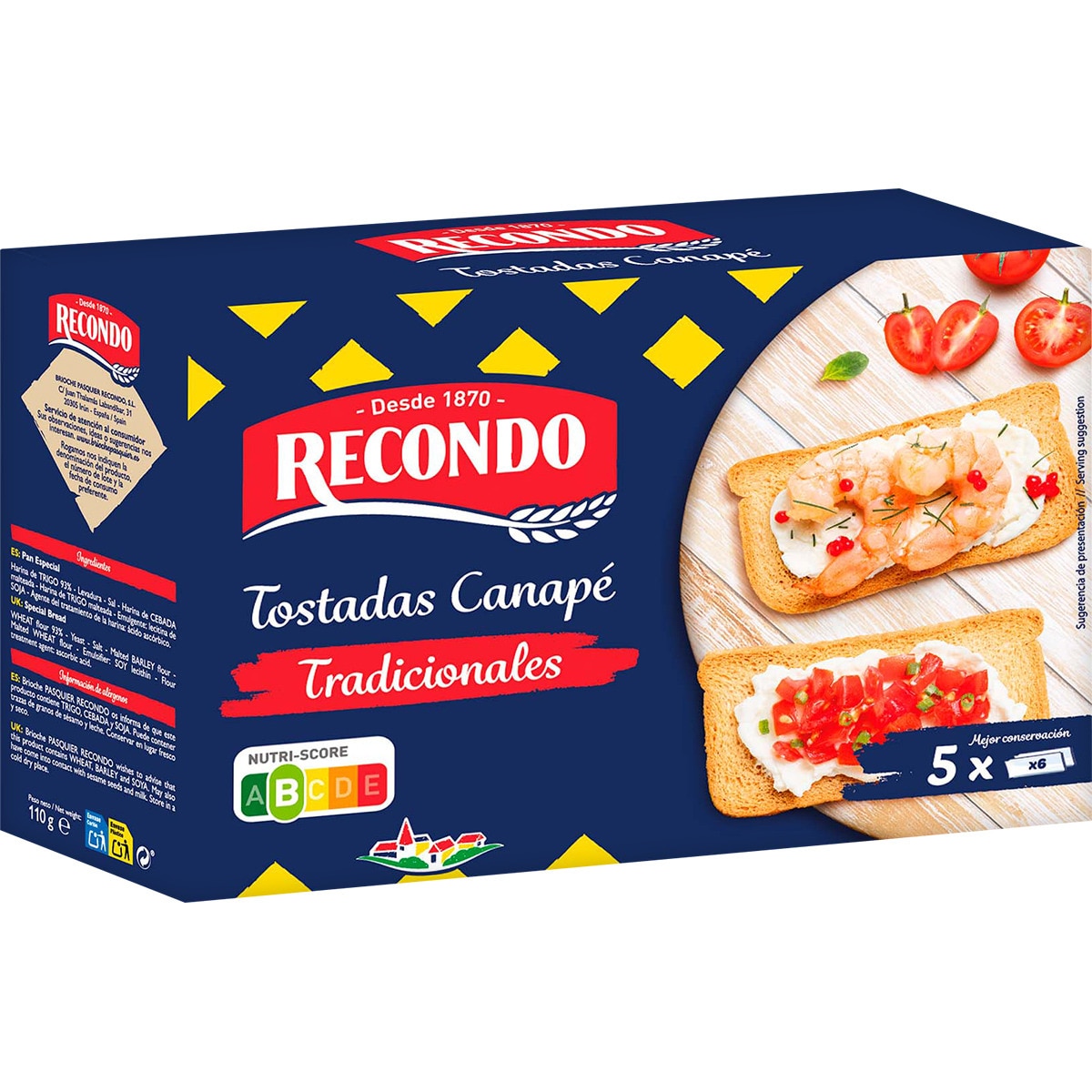 Comprar Tostadas para canapé tradicionales 5 packs de 6 unidades ...