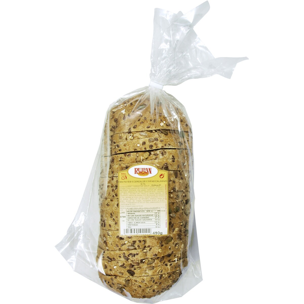 Pan payés con cereales y pipas calabaza envase 490 g · RUIPAN · Supermercado El Corte Inglés El ...