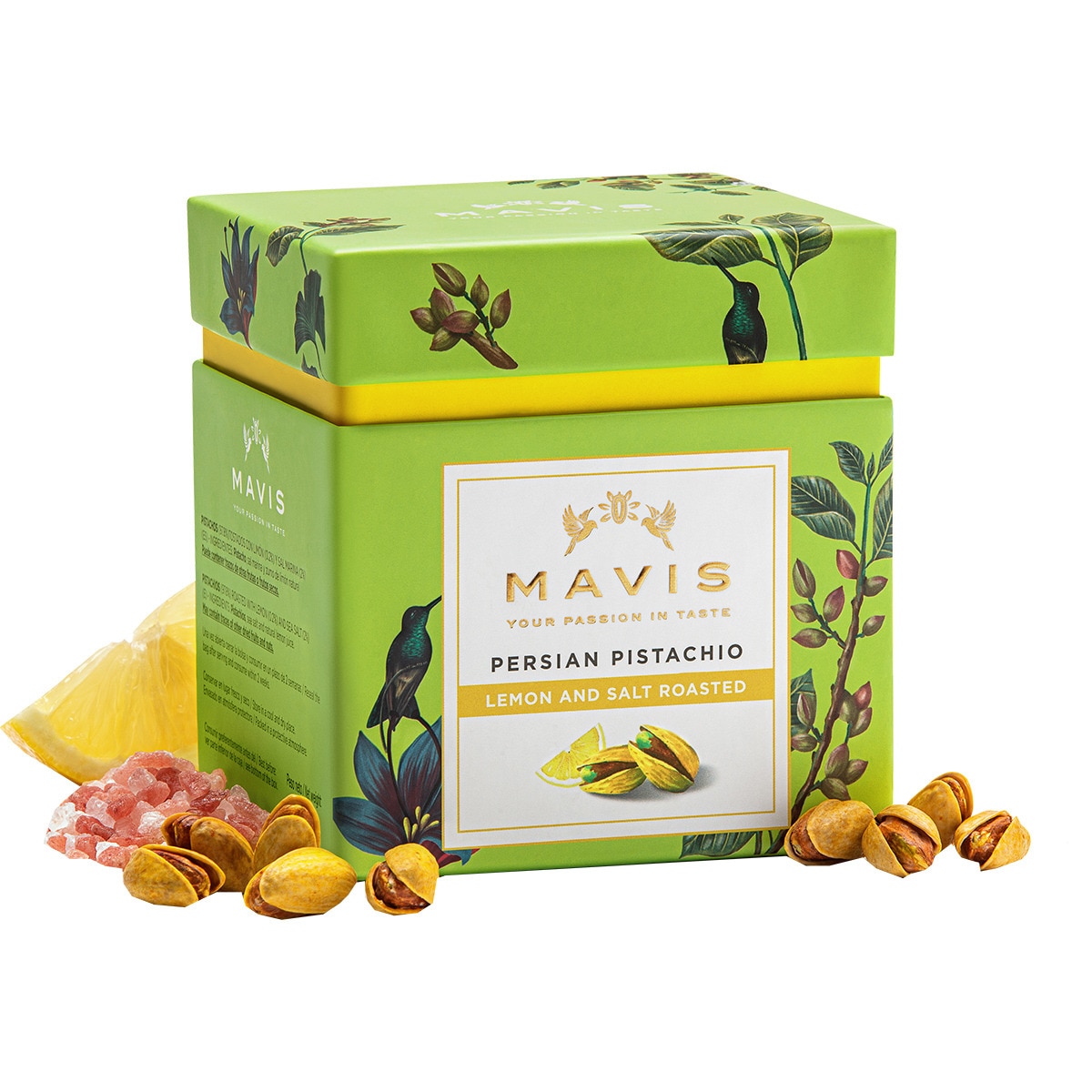 Toasted Iranian pistachios with salt and lemon case 100 g · MAVIS ...