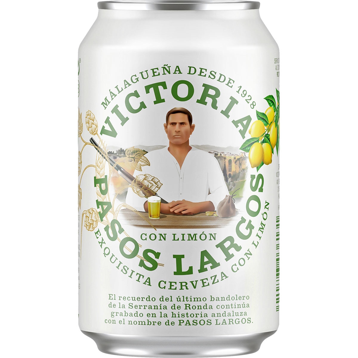Cerveza rubia con limón Pasos Largos lata 33 cl · VICTORIA ...