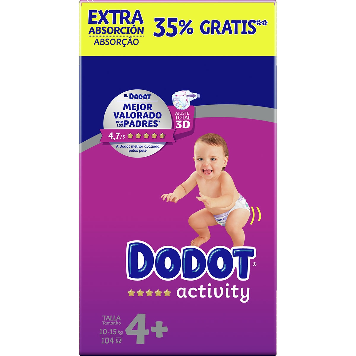 Activity pañales de 10 a 15 kg talla 4+ Extra absorción caja 104 ...