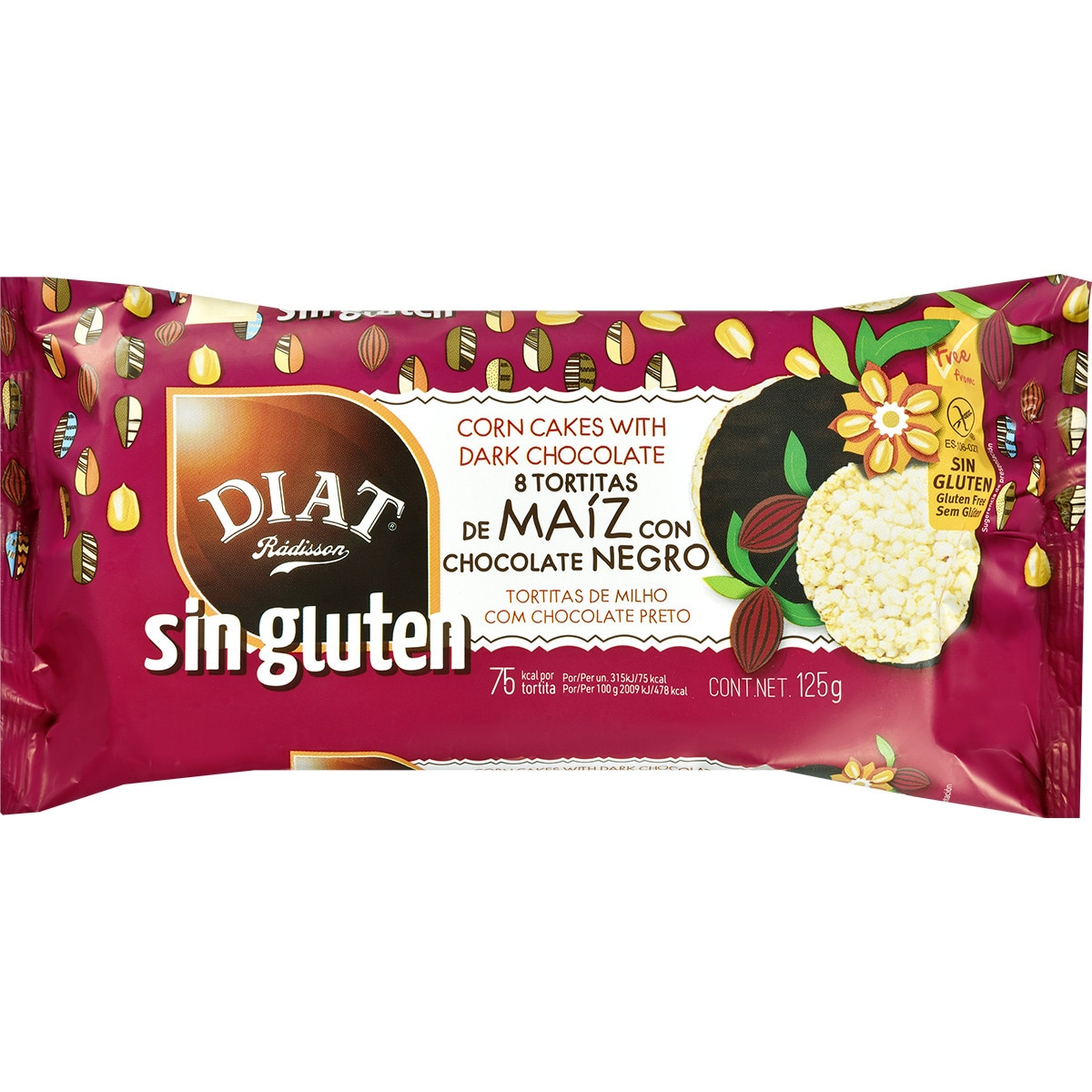 Comprar Tortitas de maíz con chocolate negro sin gluten envase 125 g ...