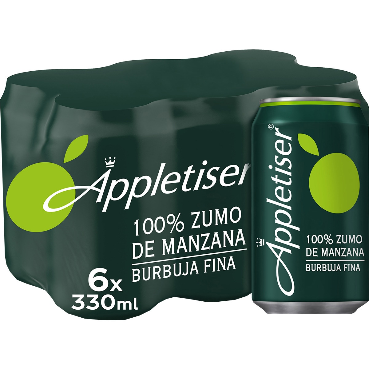 Refresco de zumo de manzana con gas burbujas finas pack 6 latas 33 cl ...