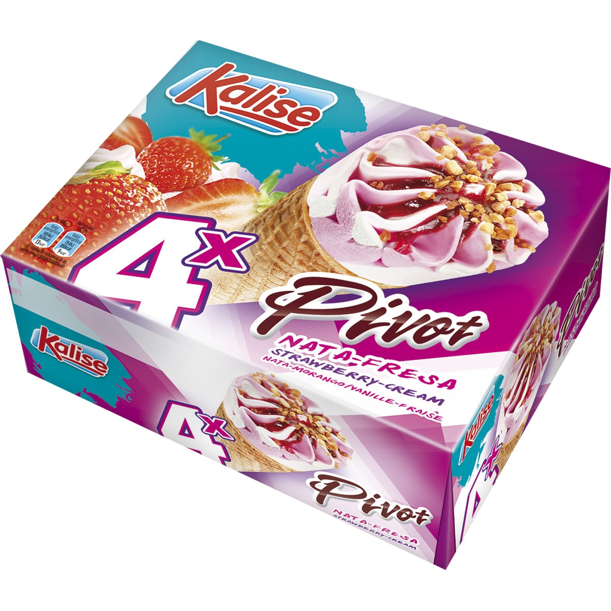 Pivot cono de helado de nata y fresa 4 unidades estuche 280 g · KALISE ...