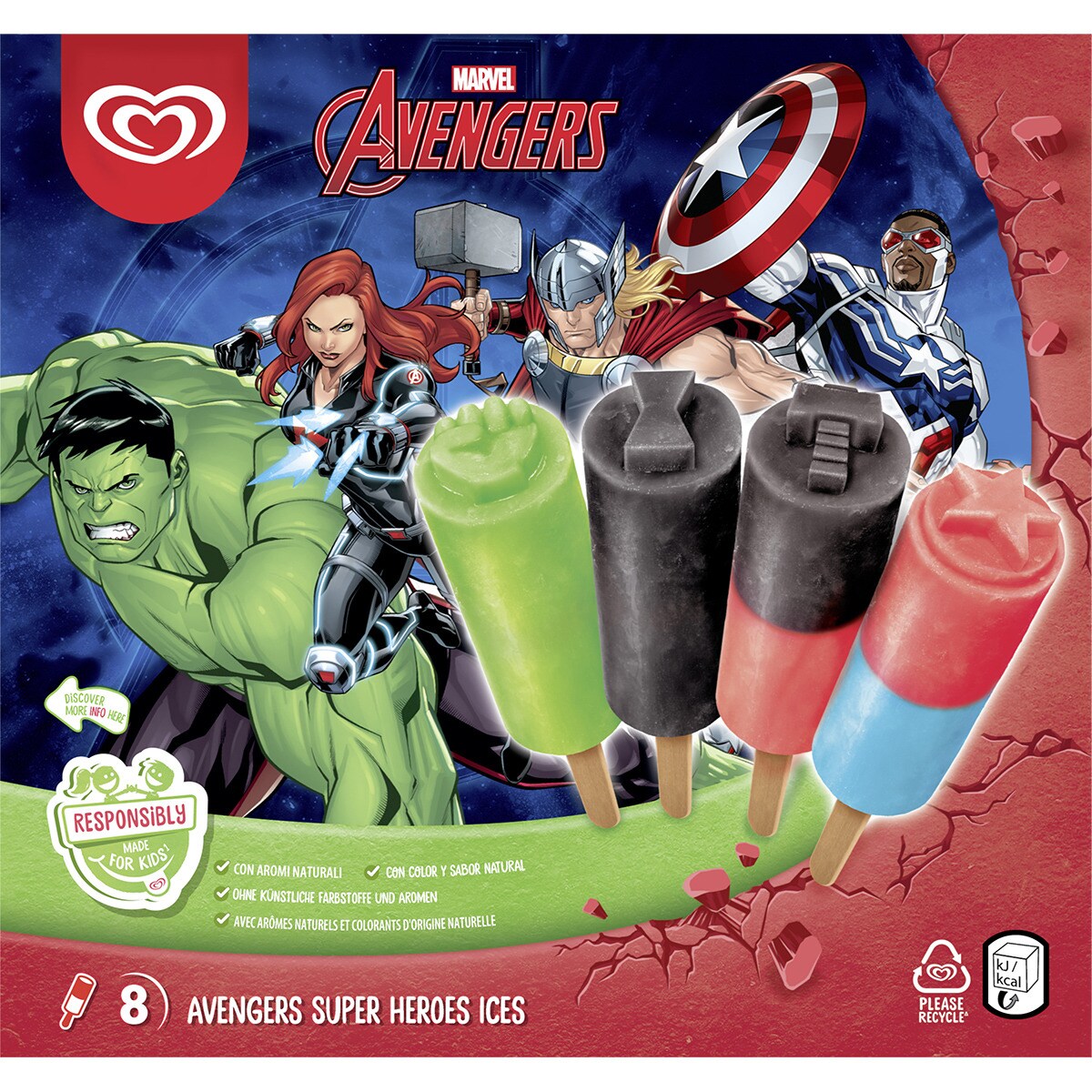Kaufen Disney Avengers helado varios sabores sin gluten 8 unidades ...