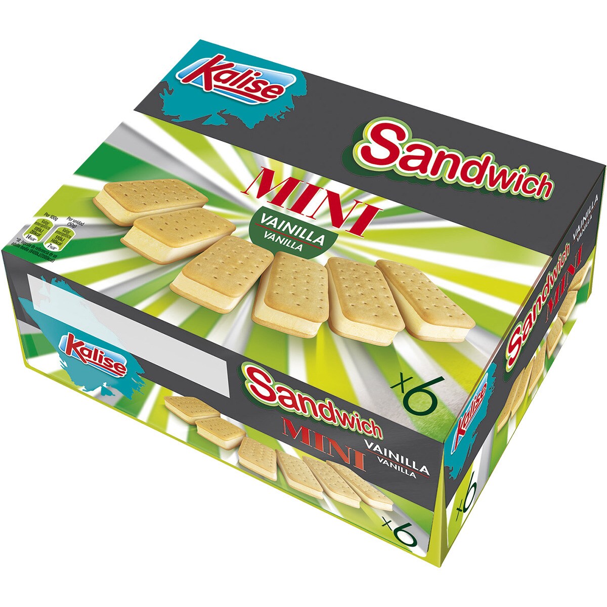 Sándwich mini de helado de vainilla 6 unidades estuche 300 g · KALISE ...